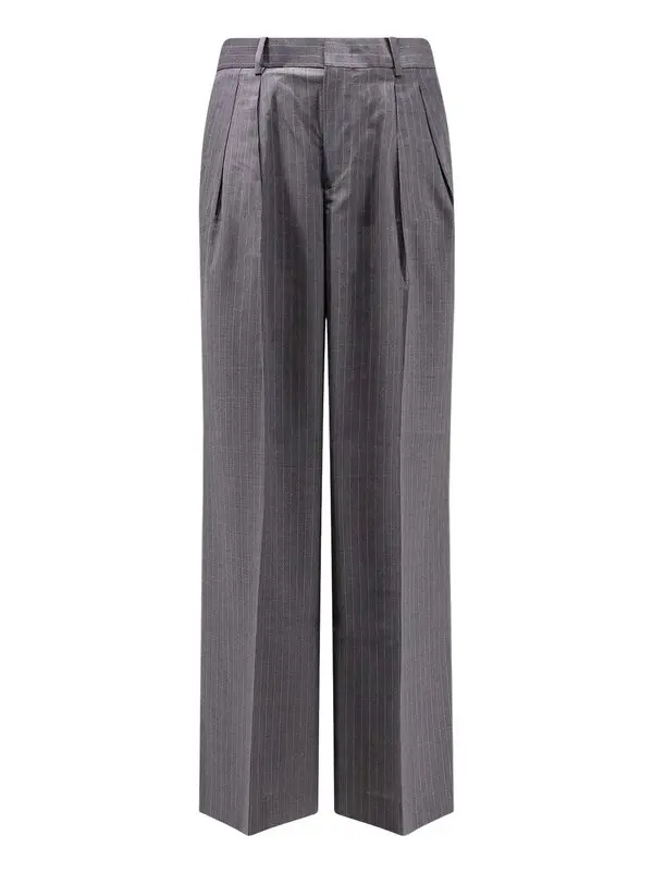 TONYWACK Wool Blend Trousers With Stripes - Grey