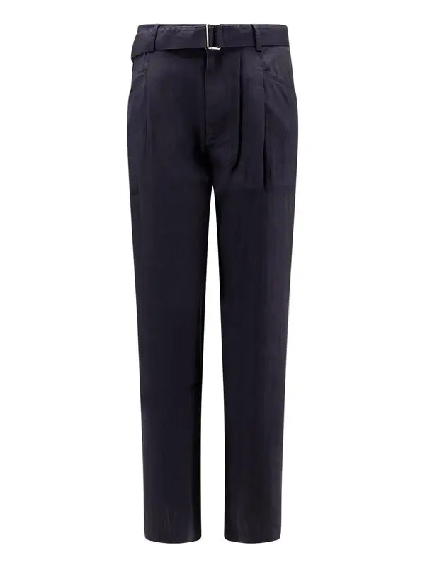TONYWACK Linen Blend Pleated Trousers - Blue