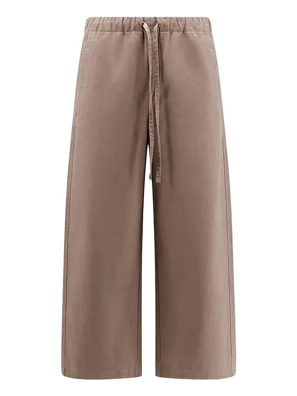 ENTIRE STUDIOS Wide Leg Cotton Drawstring Trousers - Brown