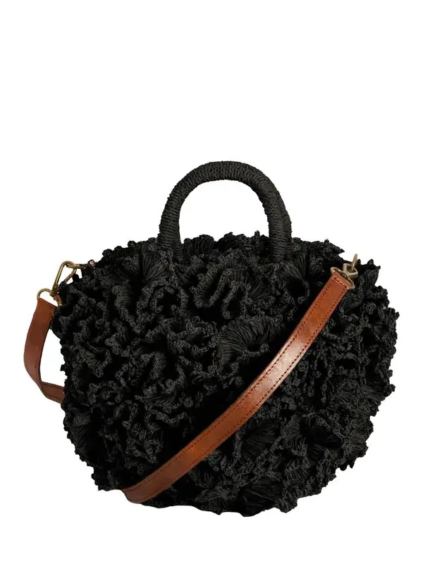 IBELIV Raffia Crossbody Bag - Black