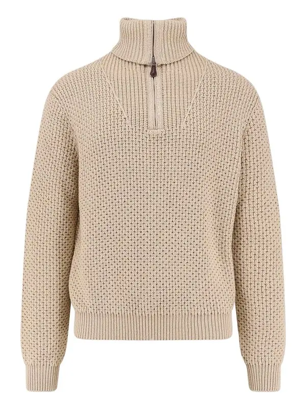 Loro Piana Linen, Virgin Wool, Cashmere, And Silk Blend Sweater - Beige