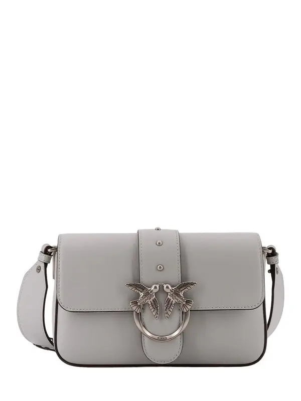 Pinko Mini Love Leather Crossbody Bag - Grey