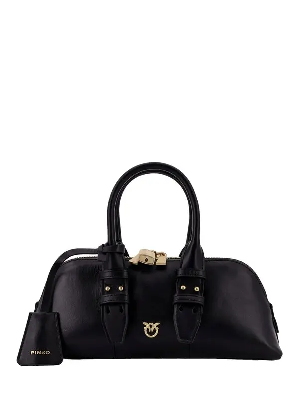 Pinko Bowling Escape Leather Handbag - Black
