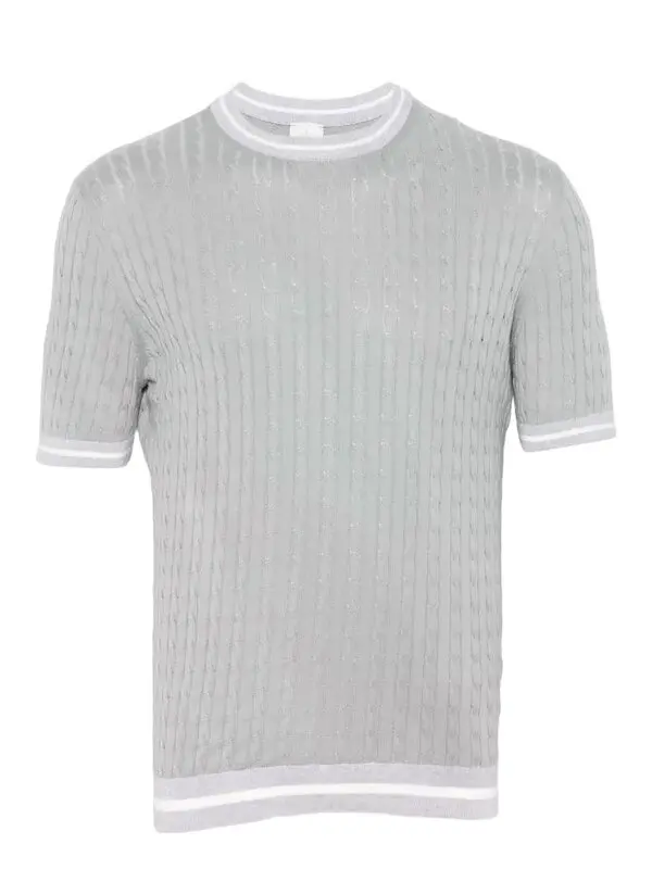Eleventy Round-neck Cable-knit Top - Grey