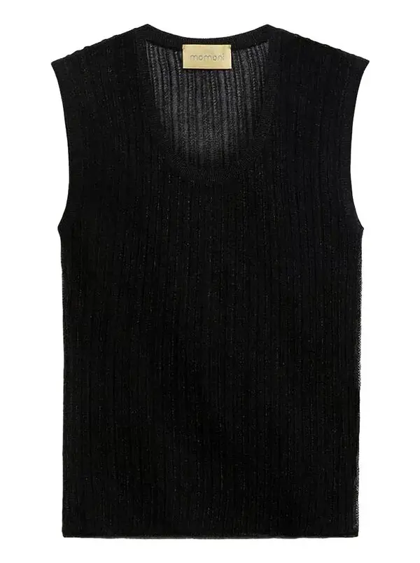 Momoni Takoda Round-neck Ribbed Top - Black