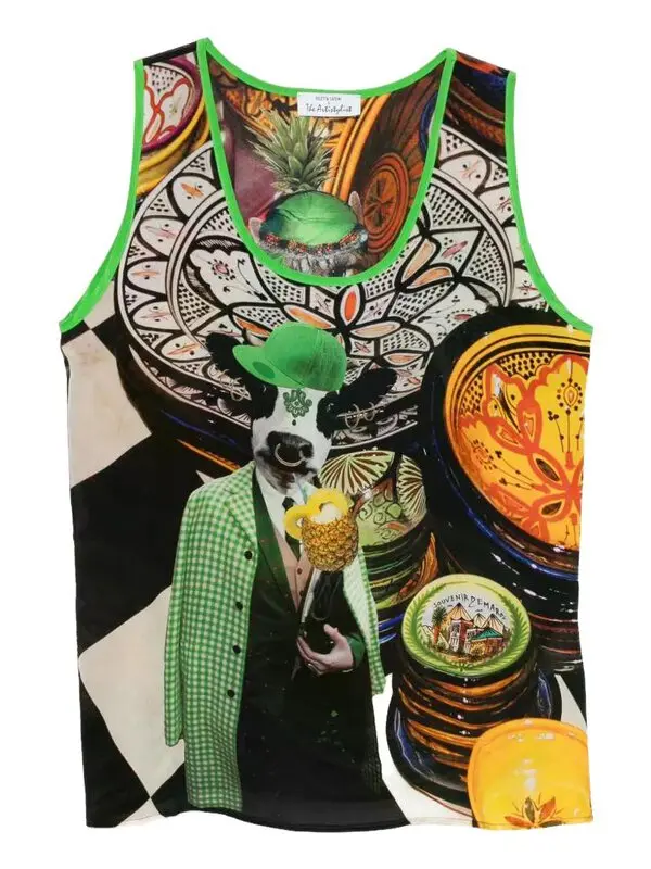 The Artistylist Printed Sleeveless Tank Top - Black