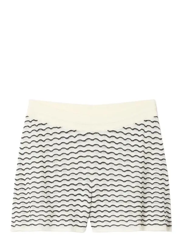 HOUSE OF DAGMAR Lace Knit Mini Shorts - White Black