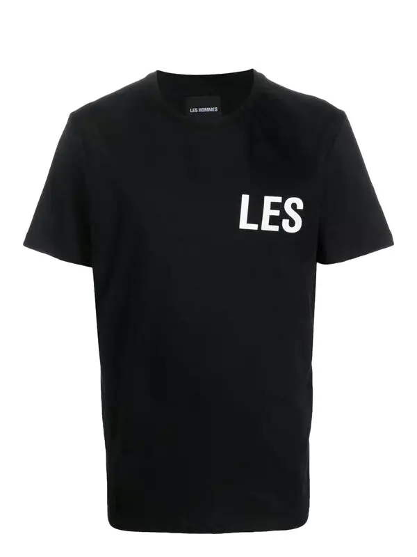 LES HOMMES Logo-print Short-sleeve T-shirt - Black