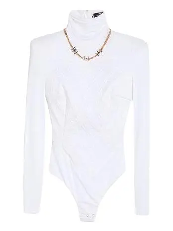 Elisabetta Franchi Bodysuit In Cupro And Elastane - White