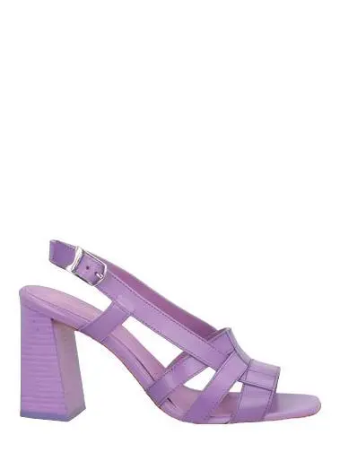 Santoni Leather Ankle Strap Sandals - Purple