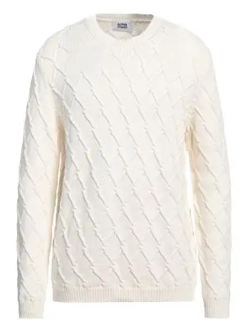 Alpha Studio Sweater In Cotton And Polyamide - Off White