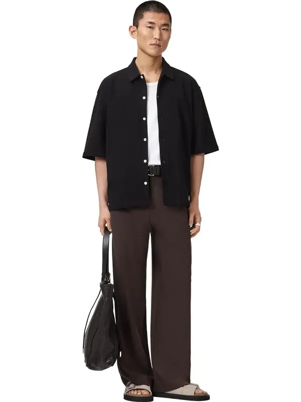 ALLSAINTS Stallone Oversized Short Sleeve Shirt - Black