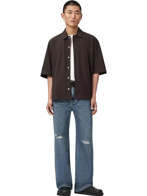 ALLSAINTS Stallone Oversized Short Sleeve Shirt - Brown