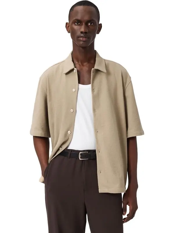 ALLSAINTS Stallone Oversized Short Sleeve Shirt - Dune Brown