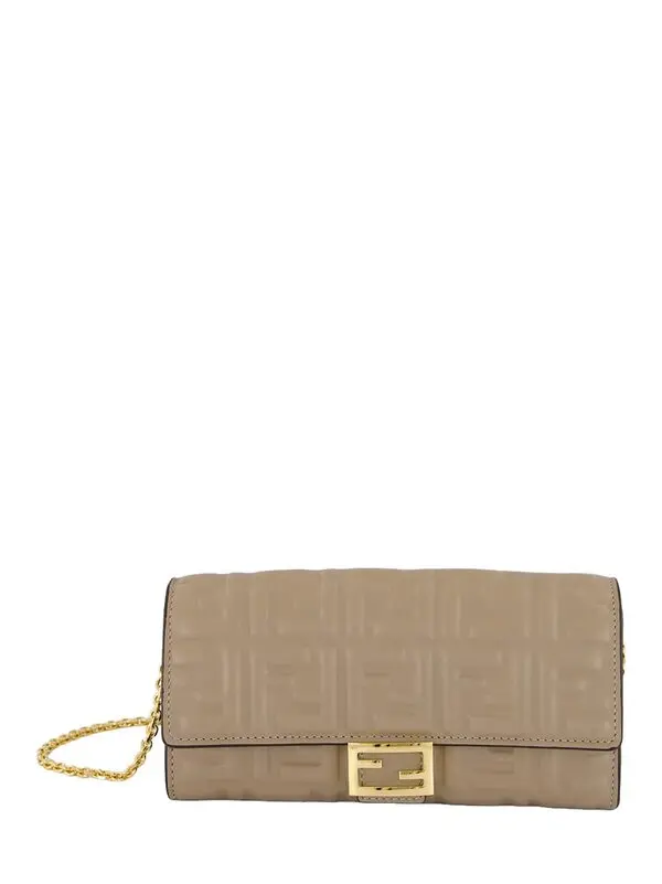 Fendi Baguette Wallet With Chain - Beige