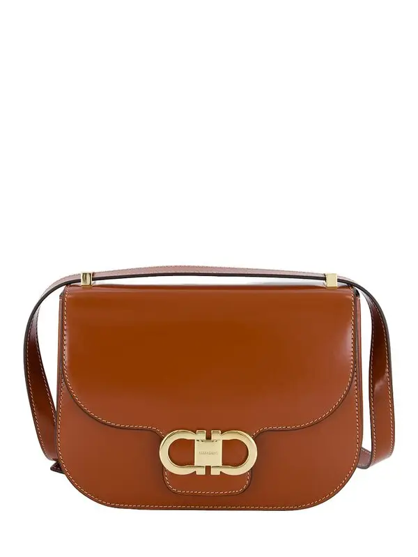 FERRAGAMO Double Gancini Crossbody Bag - Brown