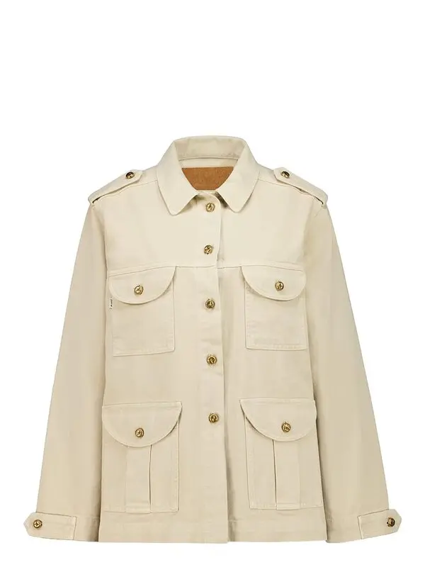 BLAZÉ MILANO Nariida Almond Sahariana Denim Jacket - Beige