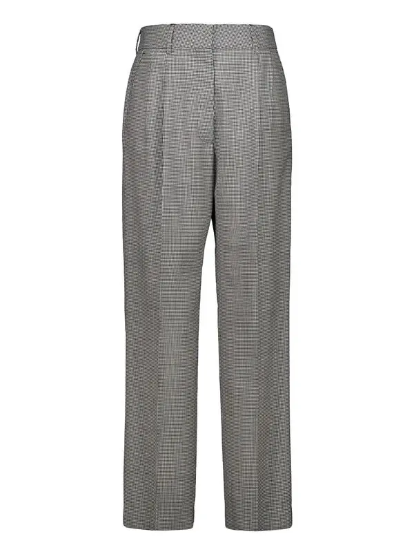 BLAZÉ MILANO Houndstooth Virgin Wool Straight-leg Pants - Black