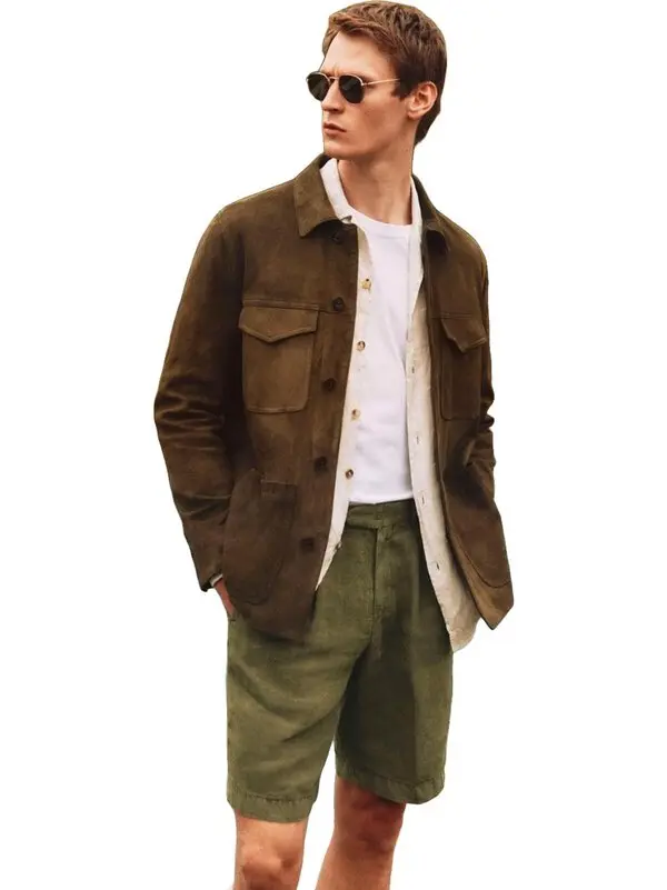 Boglioli Suede Utility Shirt Jacket - Green