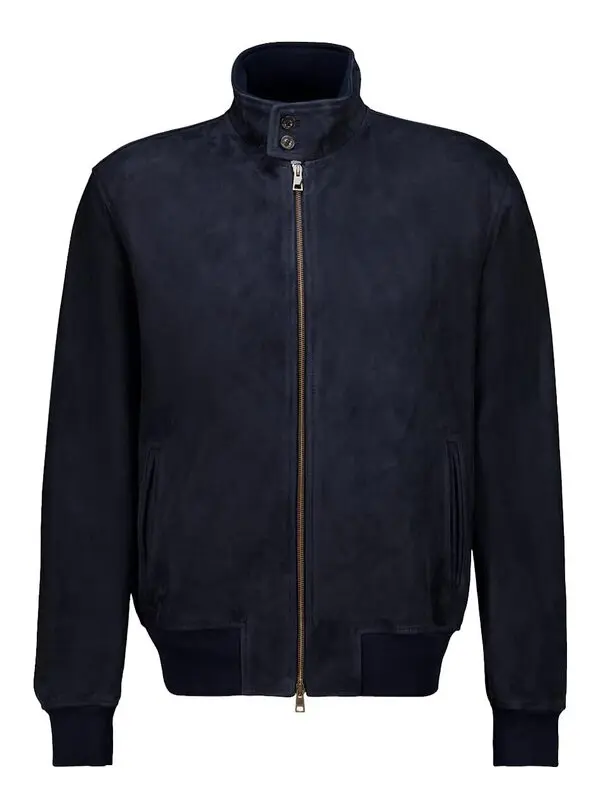 Boglioli Suede Leather Bomber Jacket - Blue