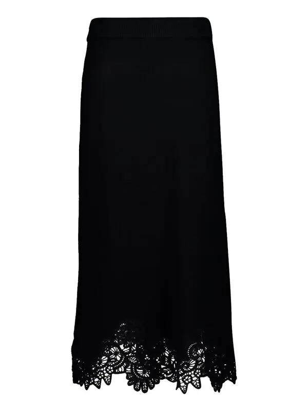 Zimmermann Luna Merino Lace Midi Skirt - Black