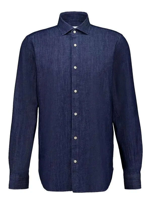Boglioli Dark Cotton Long-sleeve Shirt - Blue