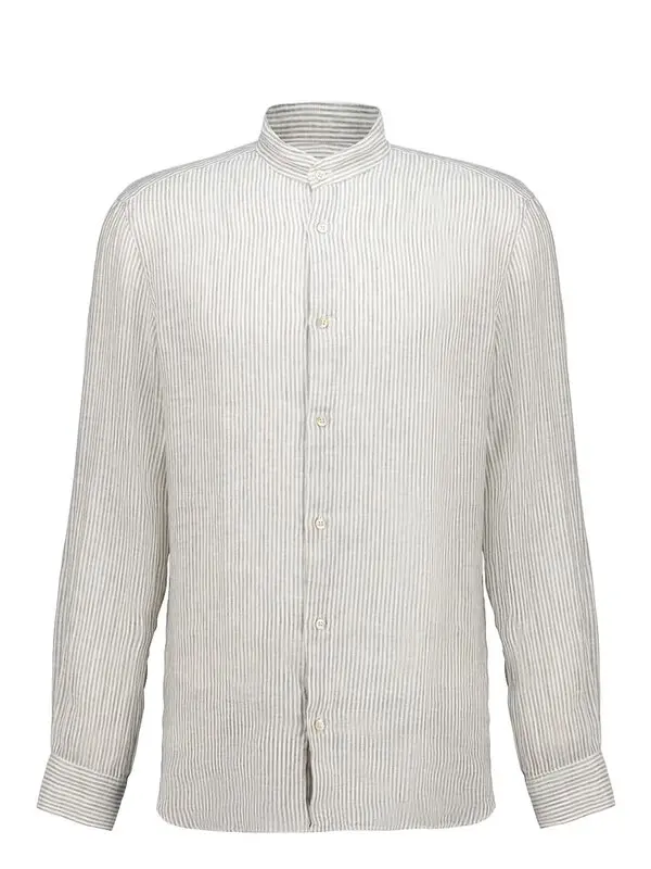 Boglioli And Brown Striped Linen Shirt - White