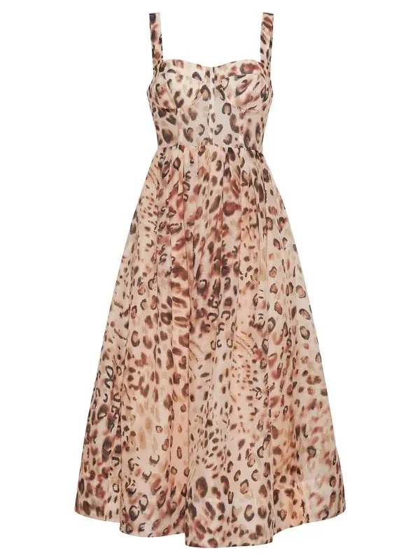 Cara Cara Phoebe Bustier Midi Dress - Cheetah Blush