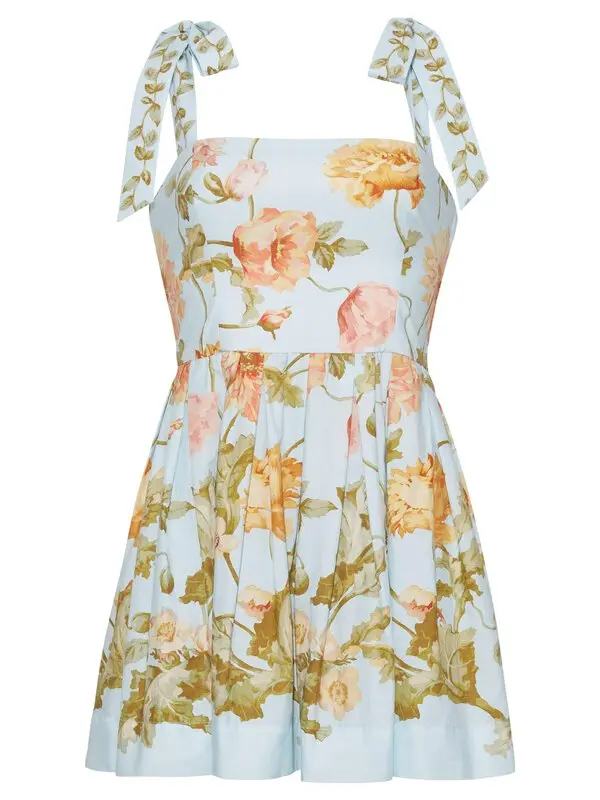 Cara Cara Tula Mini Fit-and-flare Dress - Lockwood Flora Sky
