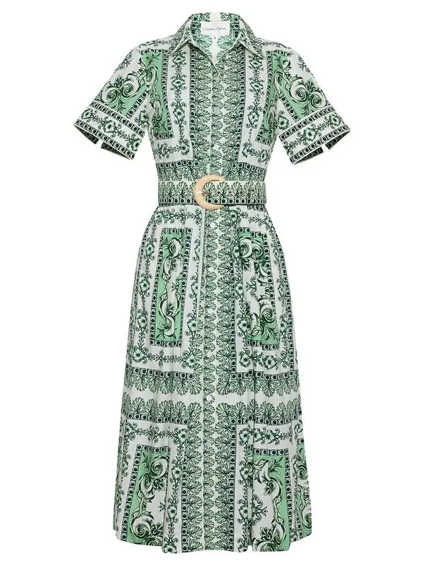 Cara Cara Malena Printed Shirtdress - Hudson Scarf Mint