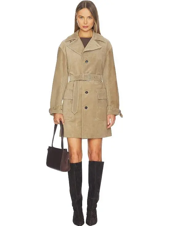 FRAME The Suede Trench Jacket - Light Camel