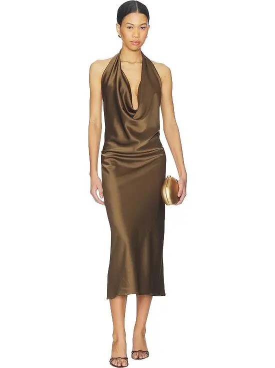 Alejandra Alonso Rojas Draped Halter Dress - Dark Green