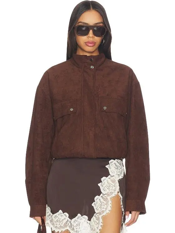 MORE TO COME Kaydee Faux Suede Jacket - Brown