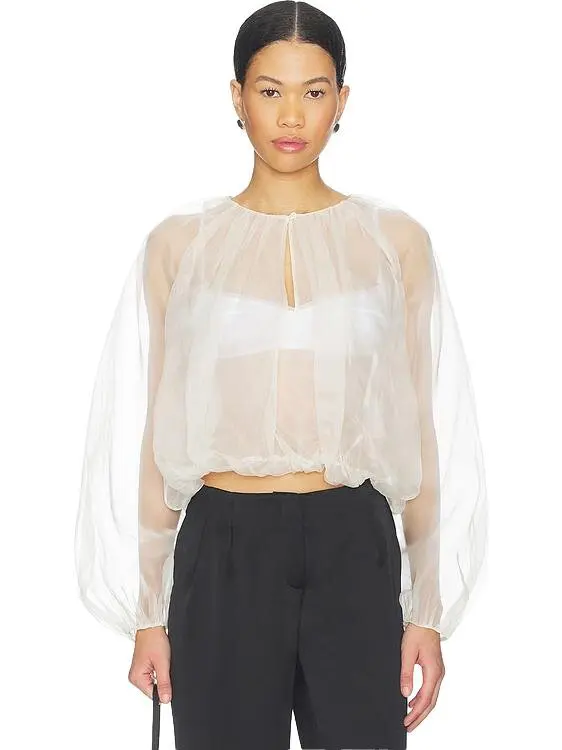 FRAME The Sheer Balloon Blouse - Cream