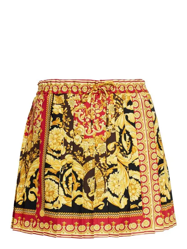Versace Pleated Silk Skirt - Multicolour
