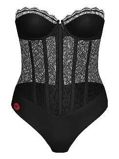 Victoria's Secret Tease Lace Strapless Corset Bodysuit - Black