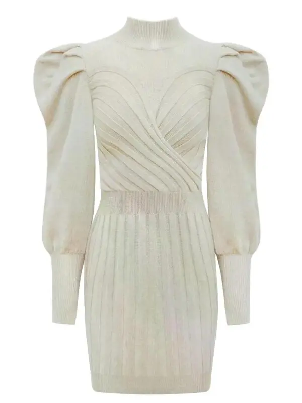 VIOLANTE NESSI Yoko Sculptural Ribbed Mini Dress - Neutrals