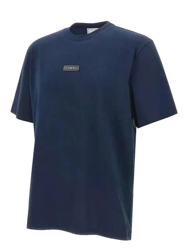 Iceberg Logo Patch Cartoon Print T-shirt - Blue