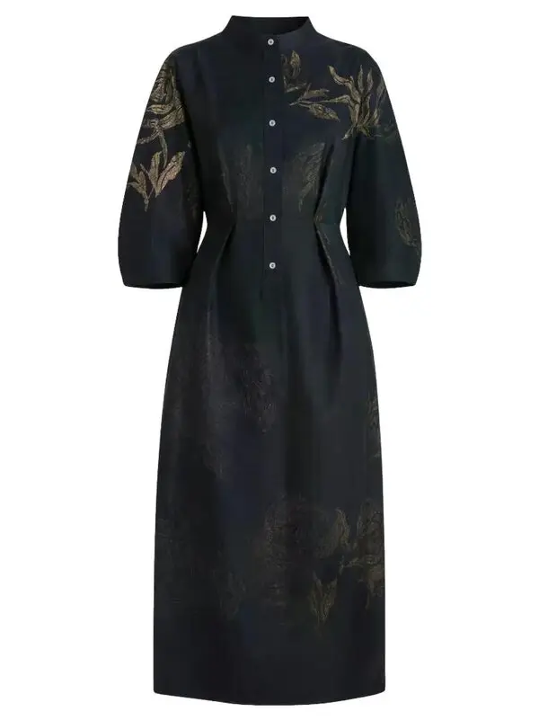 Liviana Conti Arlette Floral-pattern Midi Dress - Black