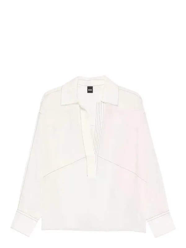 BOSS Brizzy V-neck Paneled Top - Neutrals