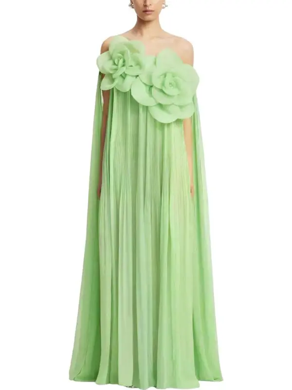 LEO LIN Flower-detail Maxi Dress - Green