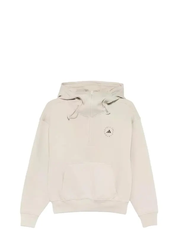 Adidas By Stella McCartney Pouch Hooded Half-zip Hoodie - Neutrals