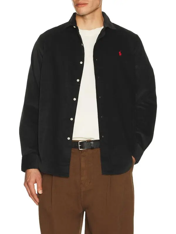 Polo Ralph Lauren Long Sleeve Corduroy Sport Shirt In Black - Polo Black