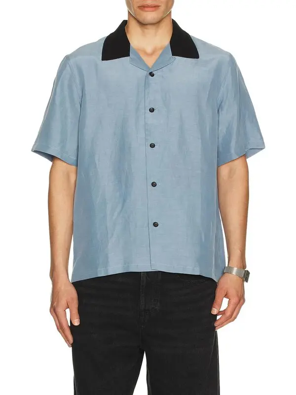 Rag & Bone Avery Slub Shirt In Baby Blue - Light Blue
