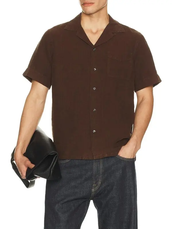 Polo Ralph Lauren Short Sleeve Garment Dyed Linen Sport Shirt In Brown - Dark Breech