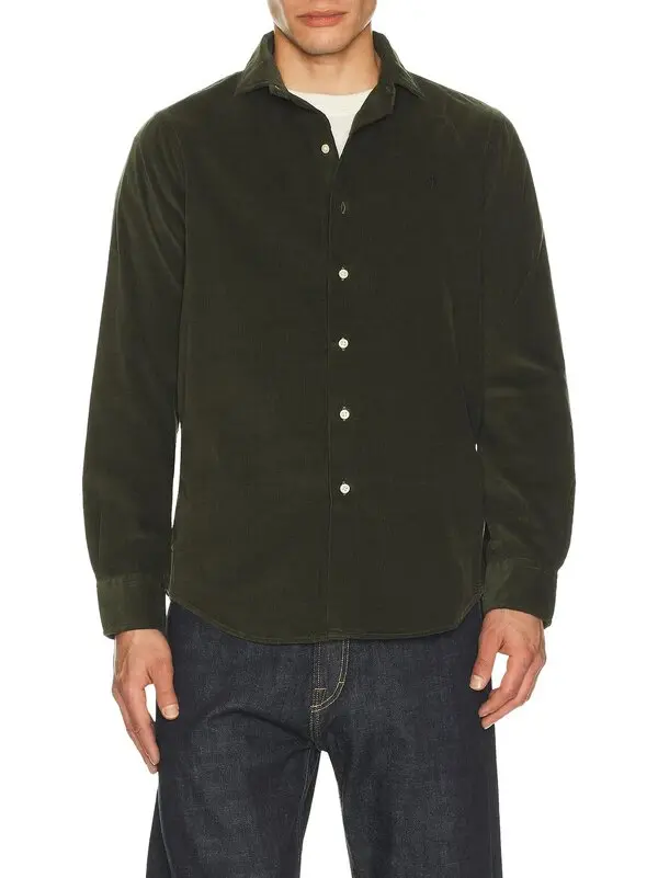 Polo Ralph Lauren Long Sleeve Corduroy Sport Shirt In Olive - Estate Olive