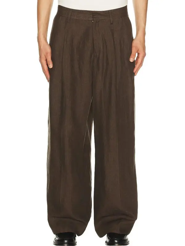 ERL Pleated Suit Trousers - Dark Brown