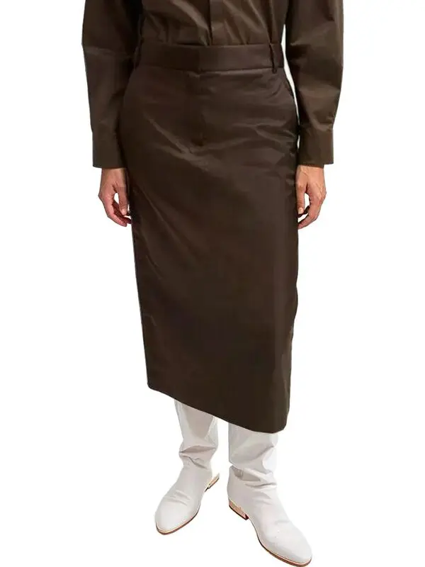 Tibi Belt-loop Midi Skirt - Brown