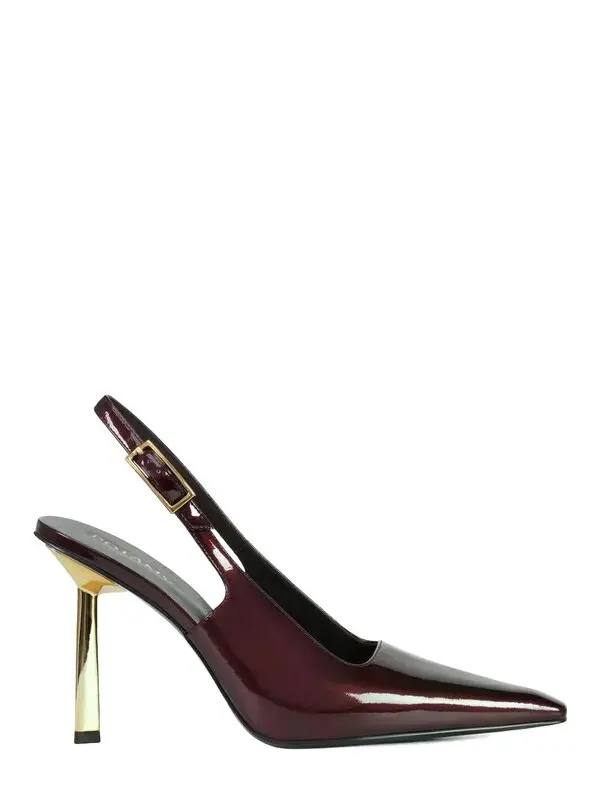 POTAMY Pointed Buckle Leather Pumps - Red