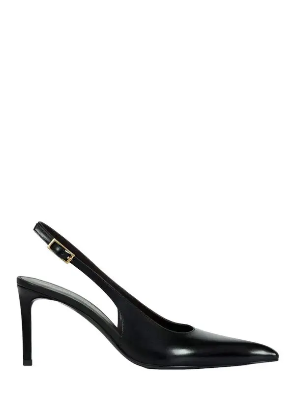 POTAMY Pointed Buckle Leather Pumps - Black